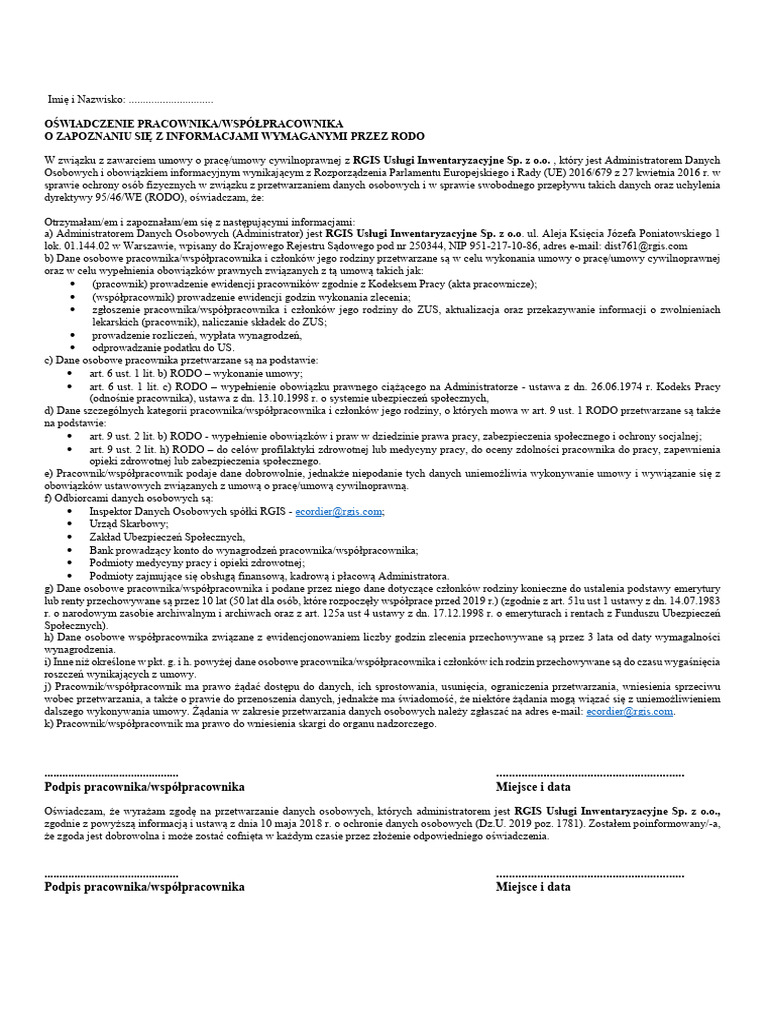 Oswiadczenie RODO | PDF
