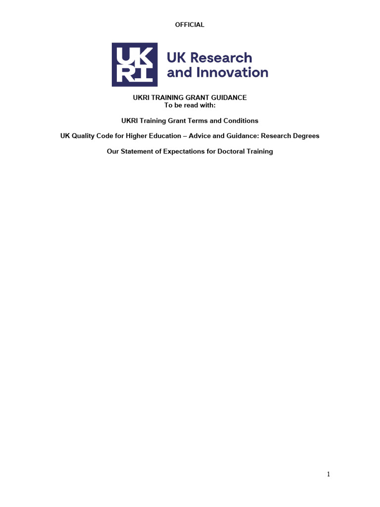 UKRI Training Grant Guidance | PDF