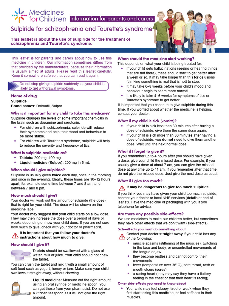 Sulpiride Use in Children: A Guide | PDF | Tourette Syndrome ...
