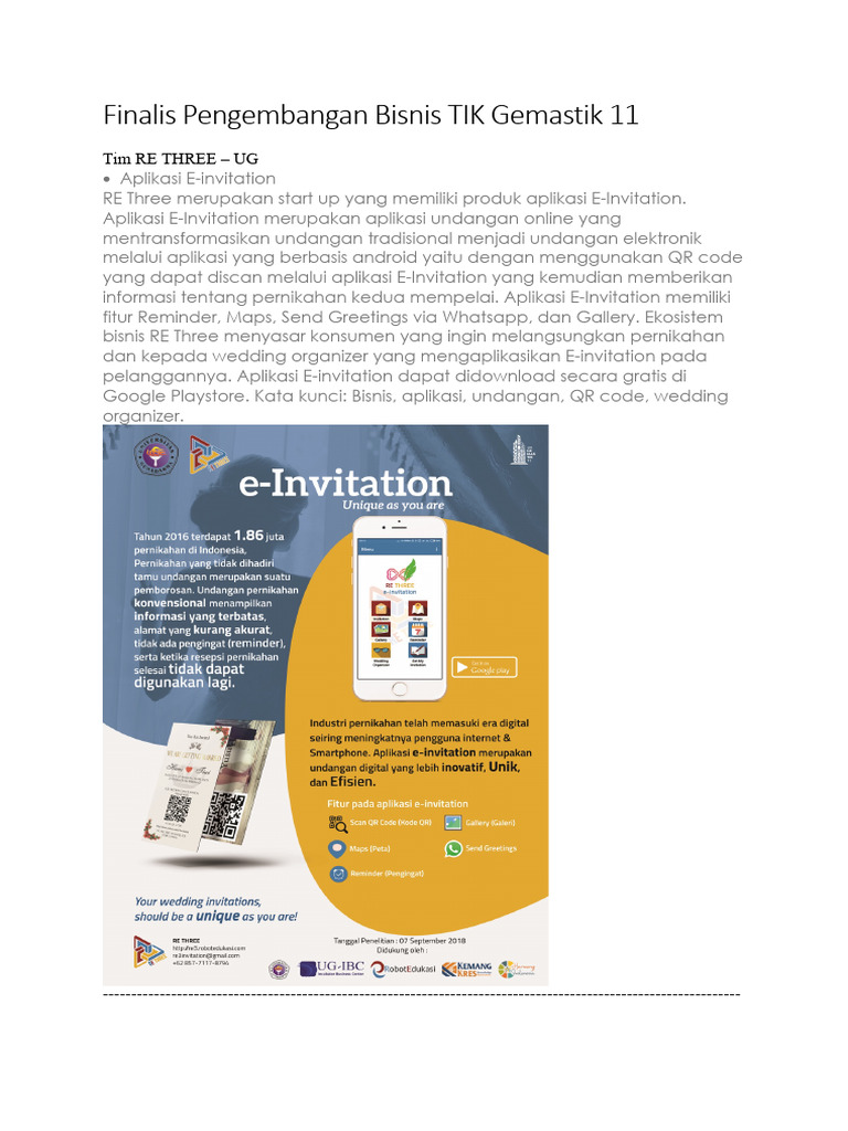 Gemastik 11 - Finalis Pengembangan Bisnis TIK | PDF