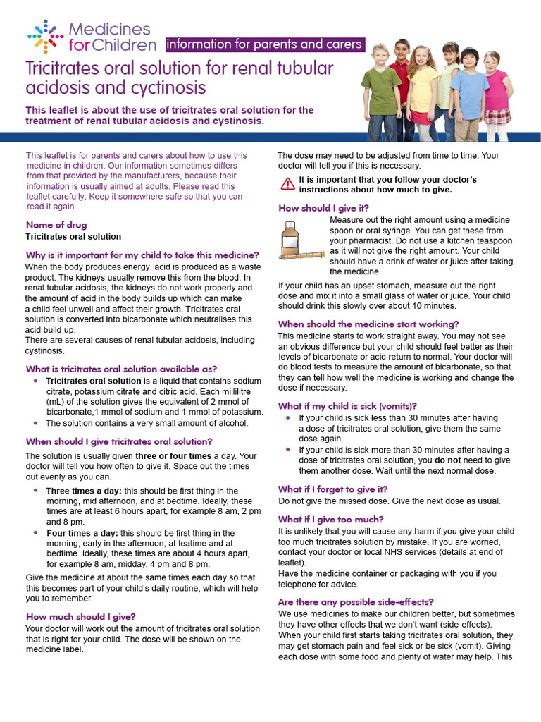 Tricitrates Oral Solution For Various Conditions 1 | PDF | Kidney ...