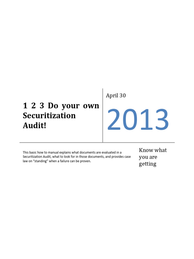 Dokumen - Tips 1 2 3 Do Your Own Securitization Auditin 2016-03-01 A Securitization Audit ...