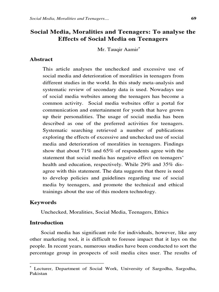 Social Media's Impact on Teen Morality | PDF | Social Media | Popular ...