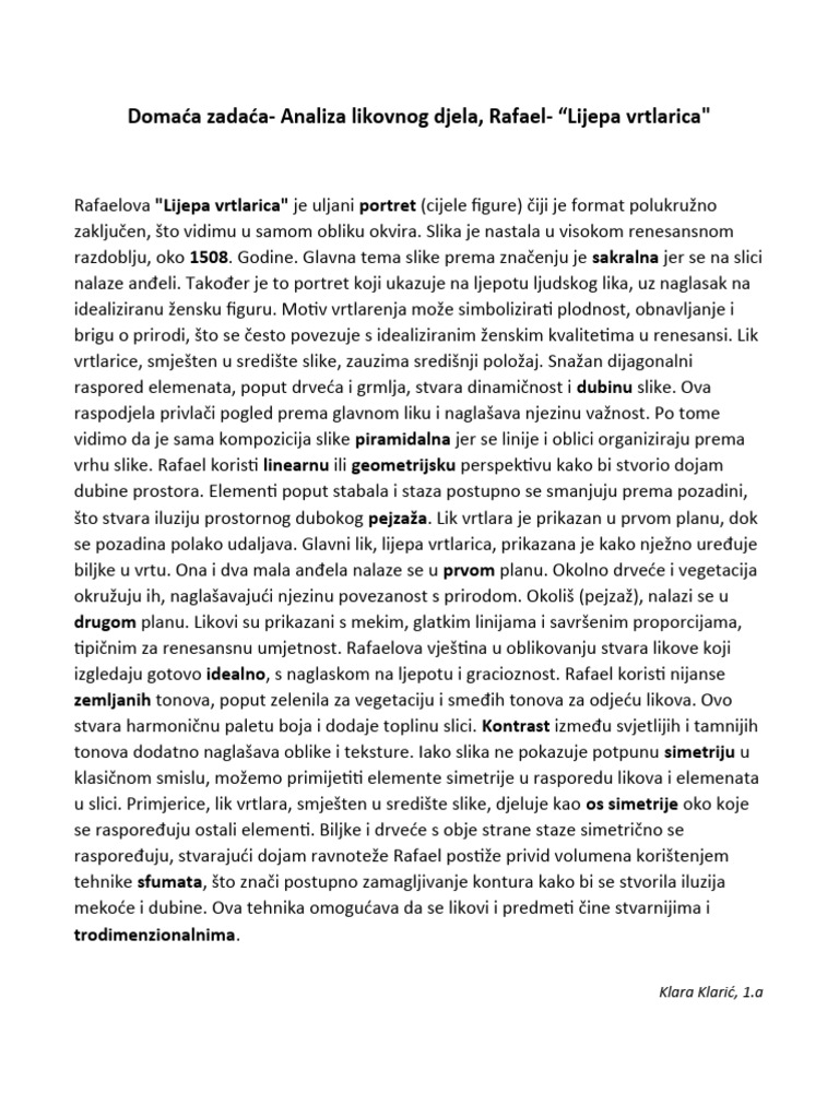 Domaća Zadaća - Analiza Likovnog Djela | PDF