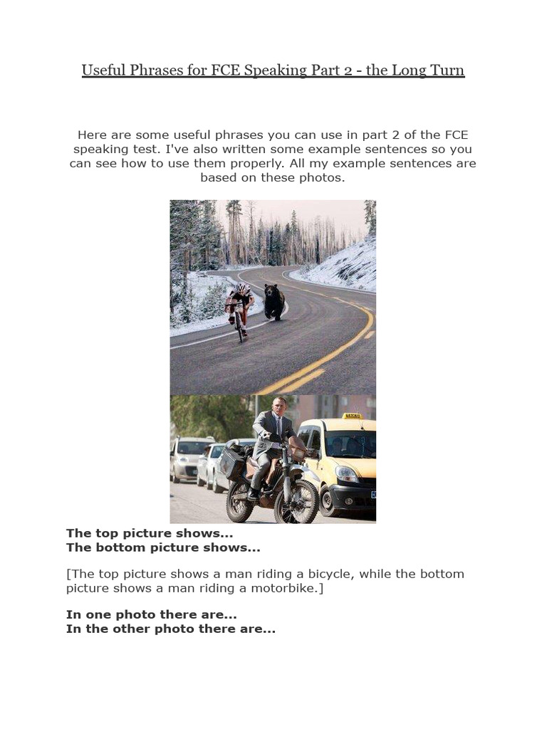 FCE Speaking Part 2 Phrases Guide | PDF