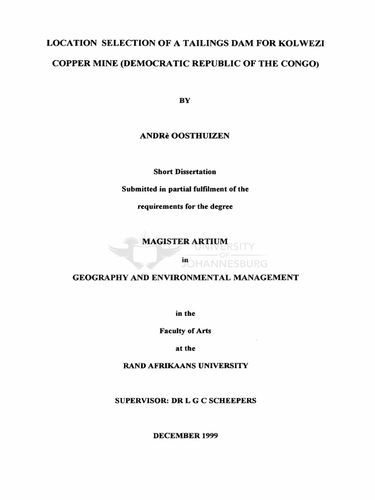 Location Selection For Tailings Dam Pdf Mining Dam