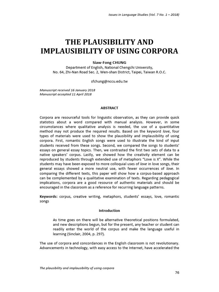 The Plausibility and Implausibility of Using Corpo | PDF | Linguistics ...