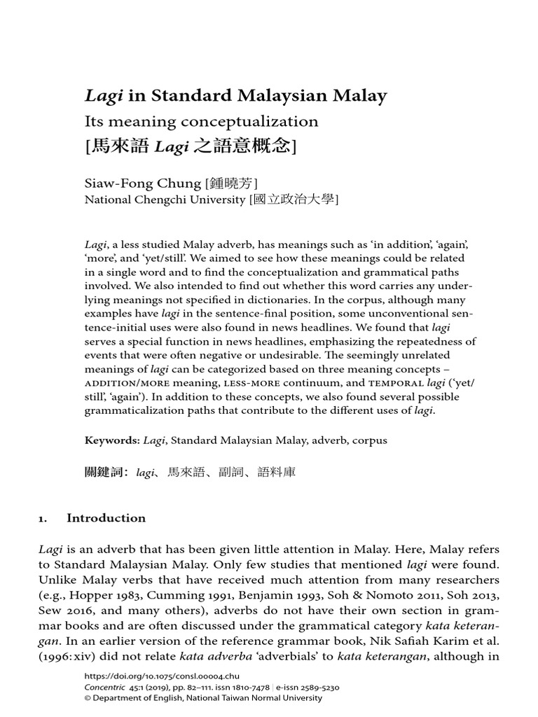 Understanding "Lagi" in Malay Adverbs | PDF | Adverb | Citation