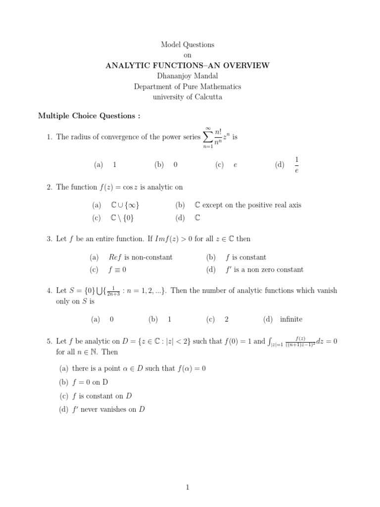 Analytic Functions | PDF