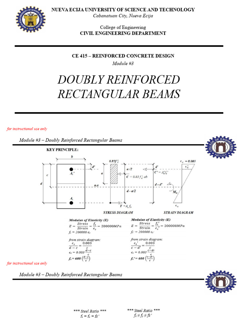 Module3 Doubly Reinforced Rectangular Beams | PDF