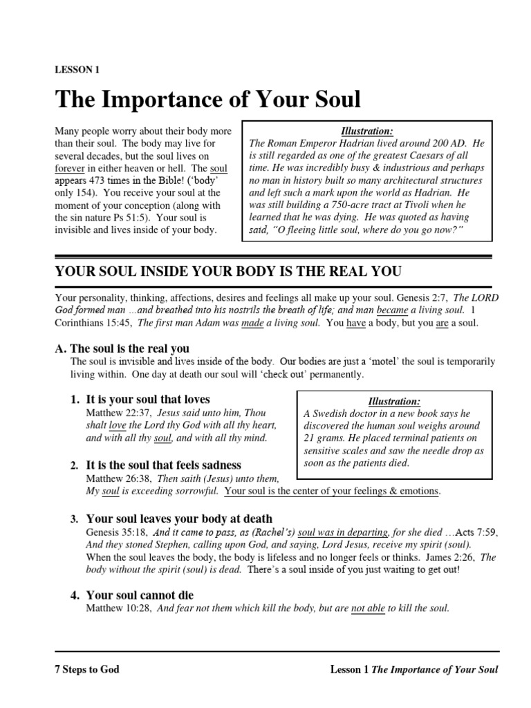 Lesson 1 and 2 Importance of Your Soul | PDF | Heaven | Soul