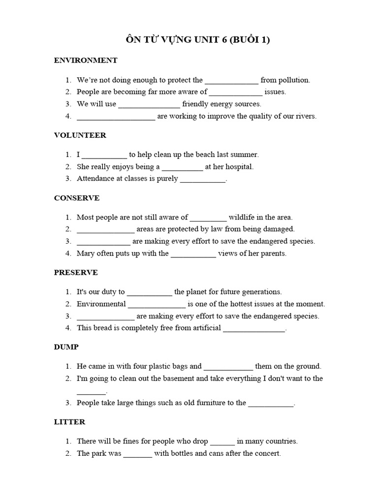 Ôn T V NG Unit 6 | PDF | Pollution | Waste