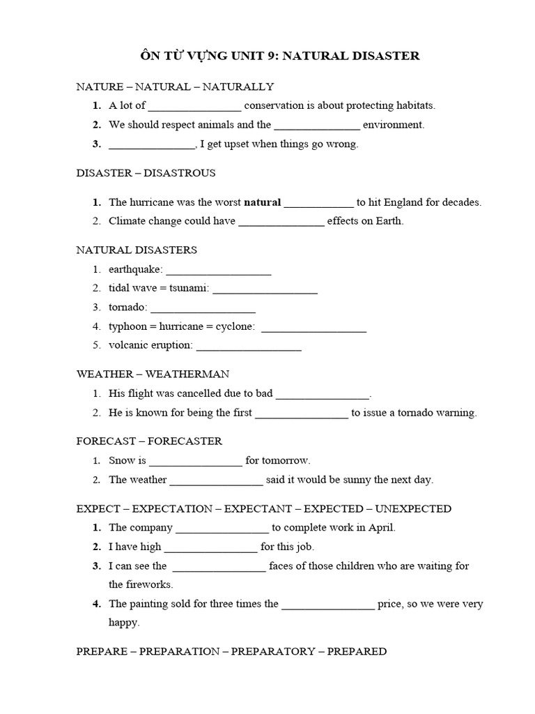 Ôn T V NG Unit 9: Natural Disaster | PDF | Natural Disasters | Tropical Cyclones