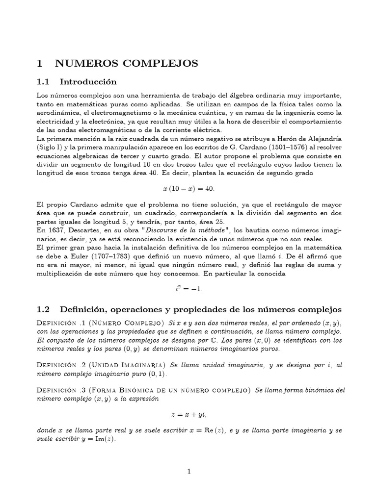 Números Complejos | PDF | Números | Número complejo