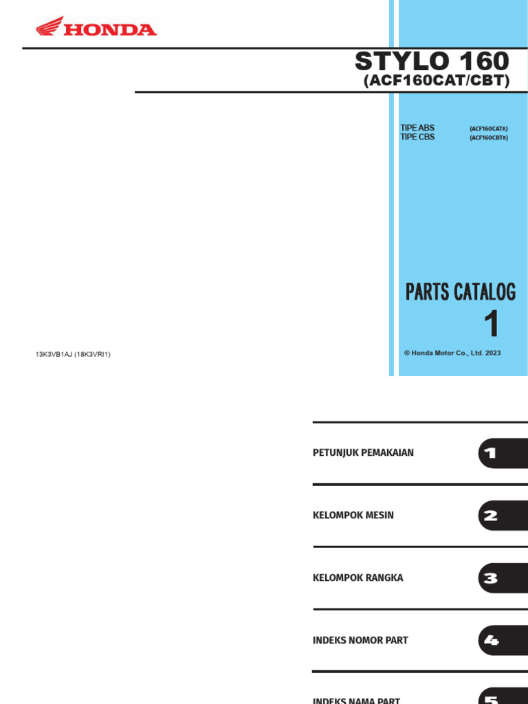 Katalog Suku Cadang Honda Stylo 160 | PDF