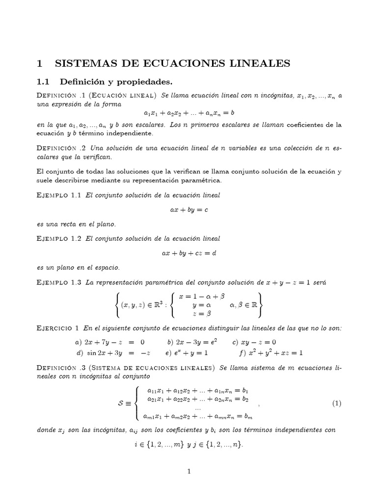 Sistemas de Ecuaciones Lineales | PDF | Ecuaciones | Matriz (Matemáticas)