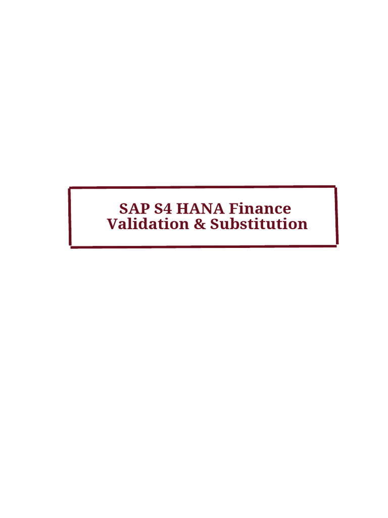 Sap Validation And Substitution In S4 Download Free Pdf Computing