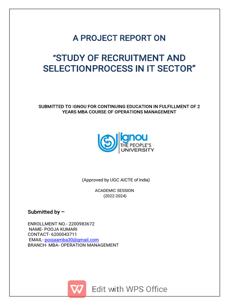 Ignou project | PDF | Recruitment | Human Resource Management