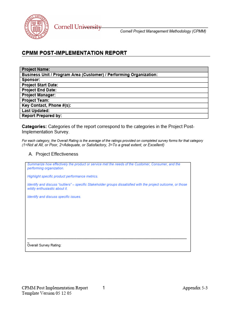 CPMM Post Implement Report | PDF | Project Management | Risk Management