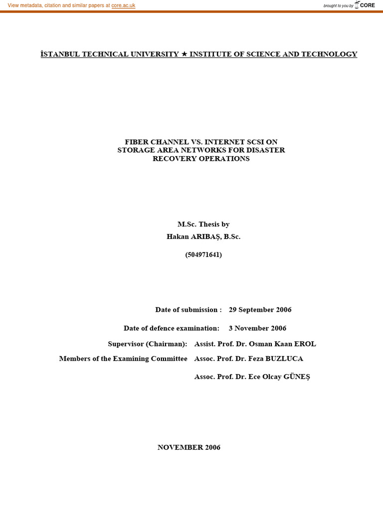 Fiber Channel Vs Internet Scsi On Storag | PDF | Replication (Computing ...