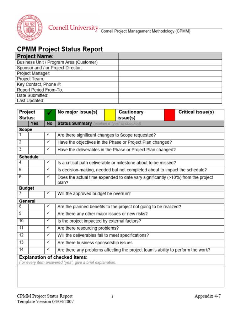 CPMM Project Status Report | PDF | Project Management | Business
