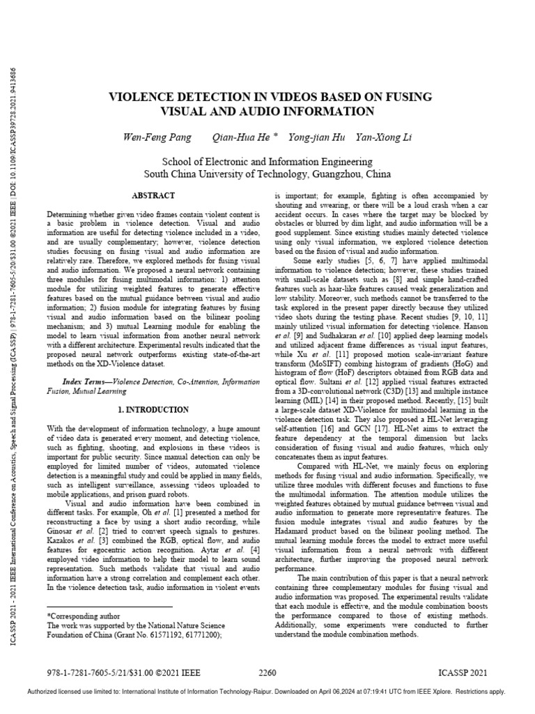 Video Violence Detection via Audio-Visual Fusion | PDF | Information ...