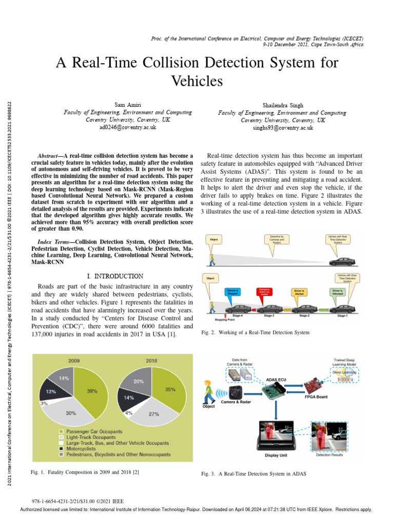 A Real-Time Collision Detection System For Vehicles | PDF | Deep Learning | Artificial Neural ...