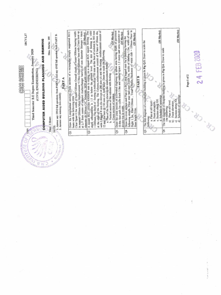 VTU Question Paper of 18CVL37 Computer Aided Building Planning and ...
