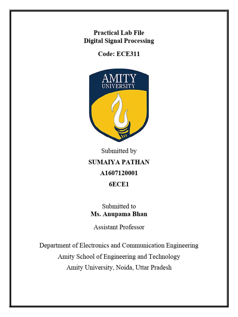 Dsp File Sumaiya Pathan | PDF | Discrete Fourier Transform | Low Pass Filter