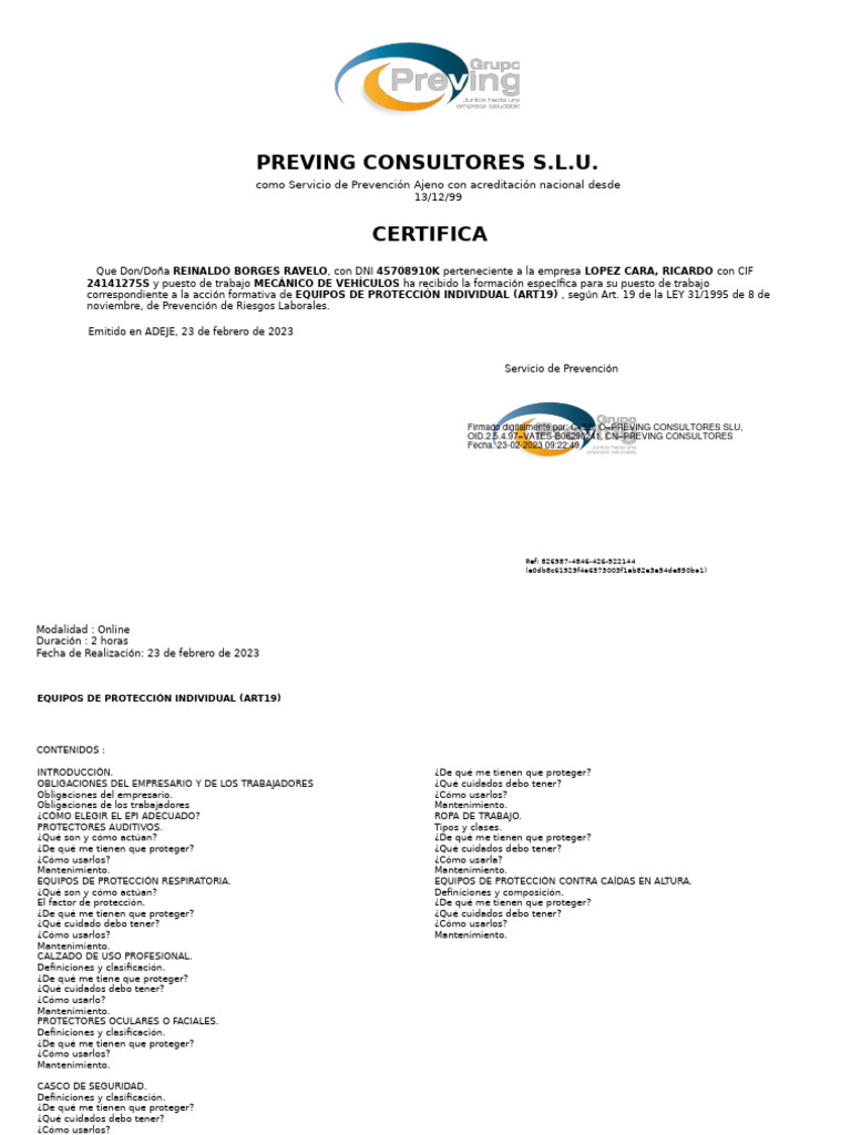 Preving Consultores S.L.U.: Como Servicio de Prevención Ajeno Con ...