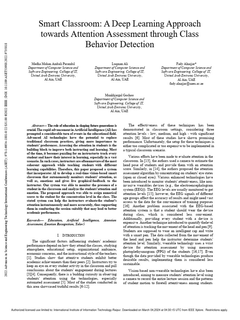 Real-Time Student Attention Monitoring | PDF | Attention | Artificial ...