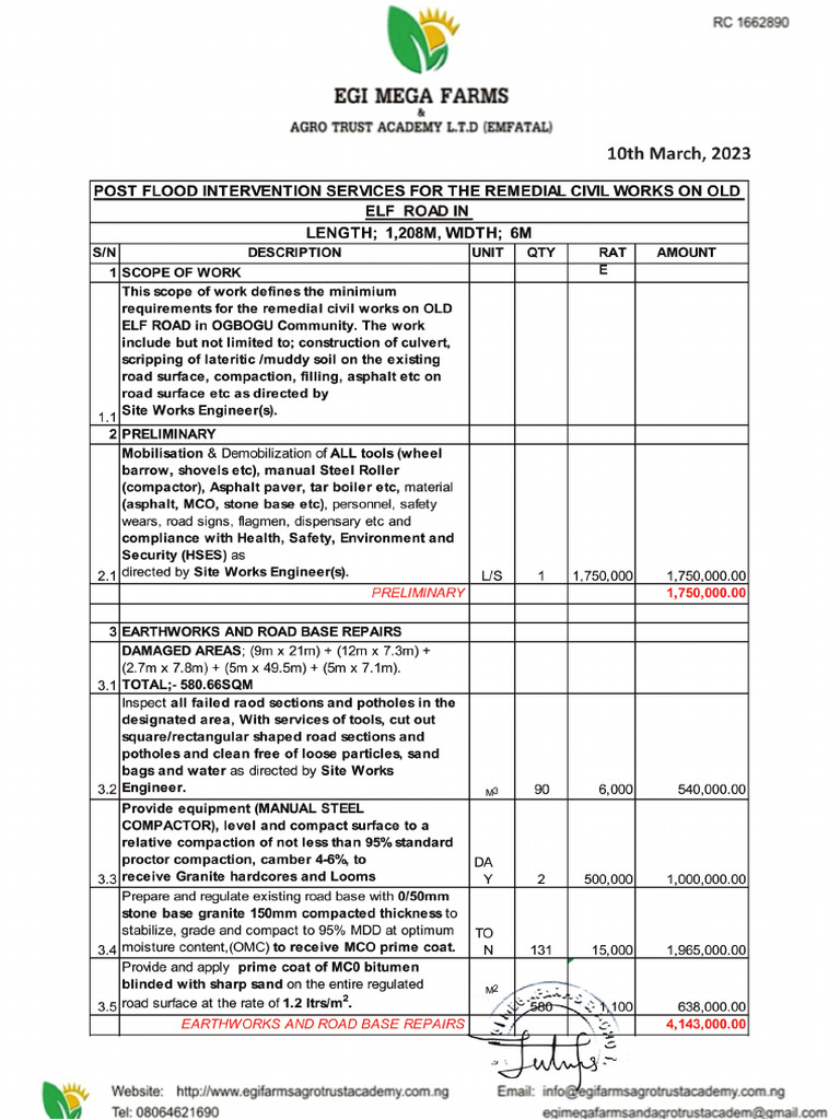EGI-MEGA-FARM-BOQ-1 | PDF
