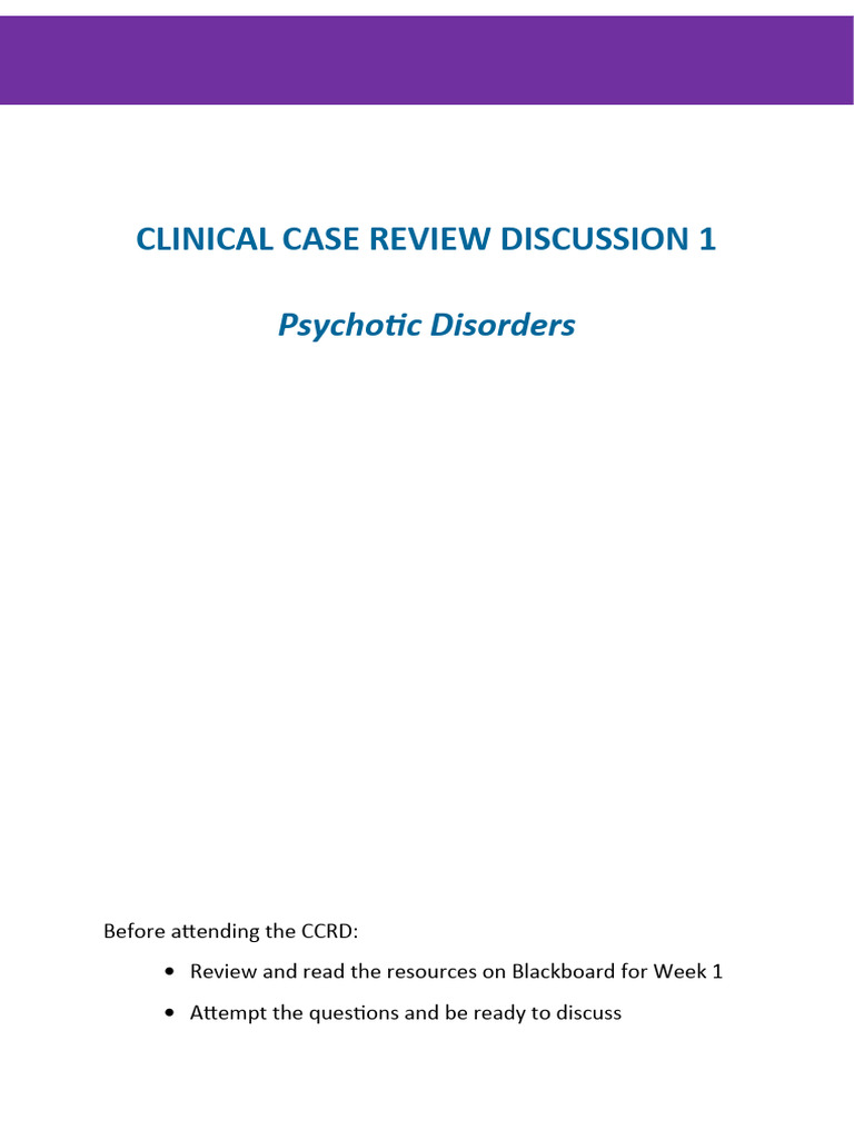 Clinical Case Review Discussion On Psychotic Disorders | Download Free ...