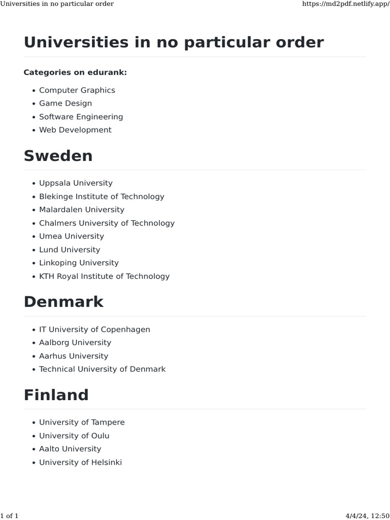 Nordic Tech Universities Guide | PDF | Technology & Engineering