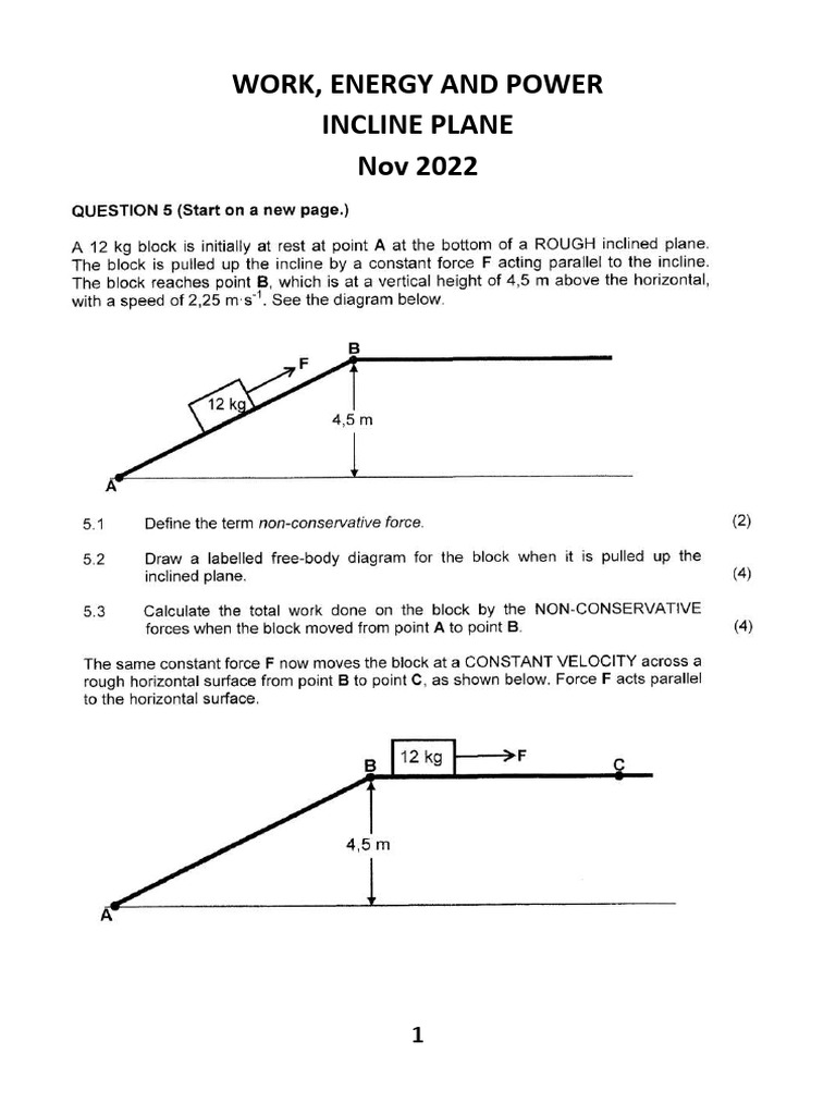 Work, Energy, and Power on Inclines | PDF | Force | Quantity