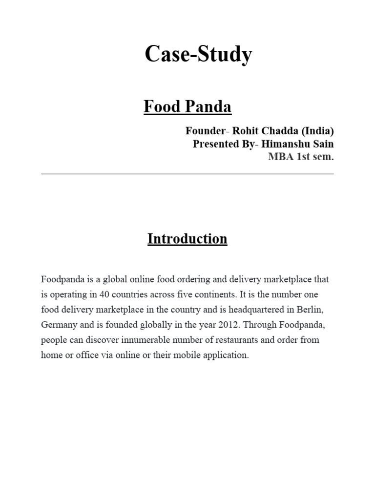 Food Panda CaseStudyBy Himanshu Sain | PDF | Business