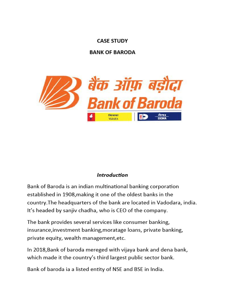 Bank of Baroda Case Study by - Himanshu Sain | PDF | Banks | Business
