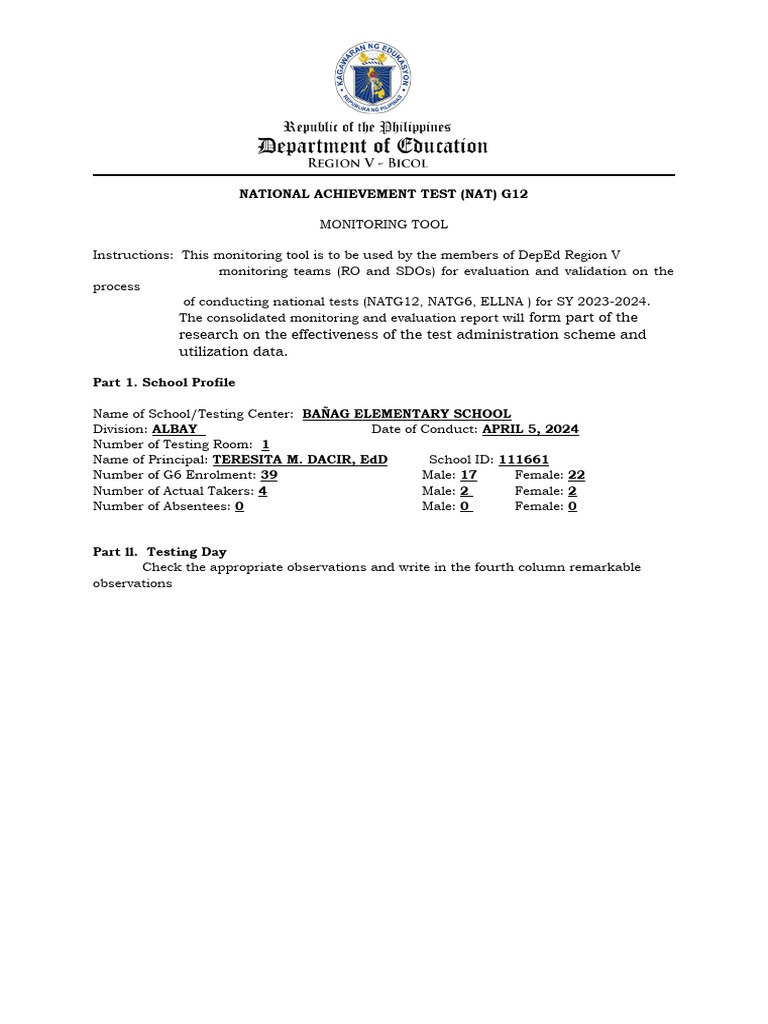 NAT G12 Monitoring Tool Guide | PDF | Behavior Modification | Learning