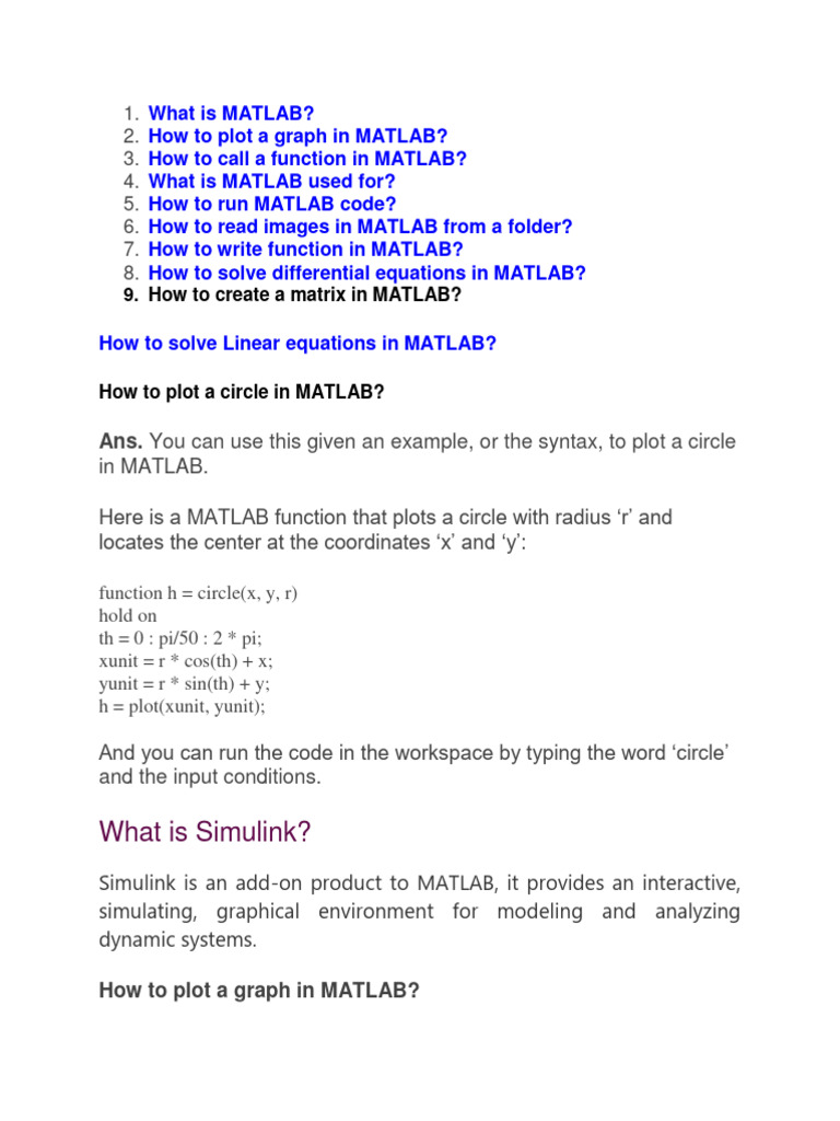 MATLAB Viva Question | PDF | Matlab | Software Engineering