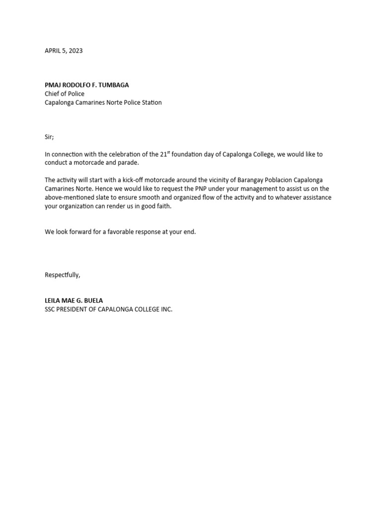 Motorcade Permit | PDF