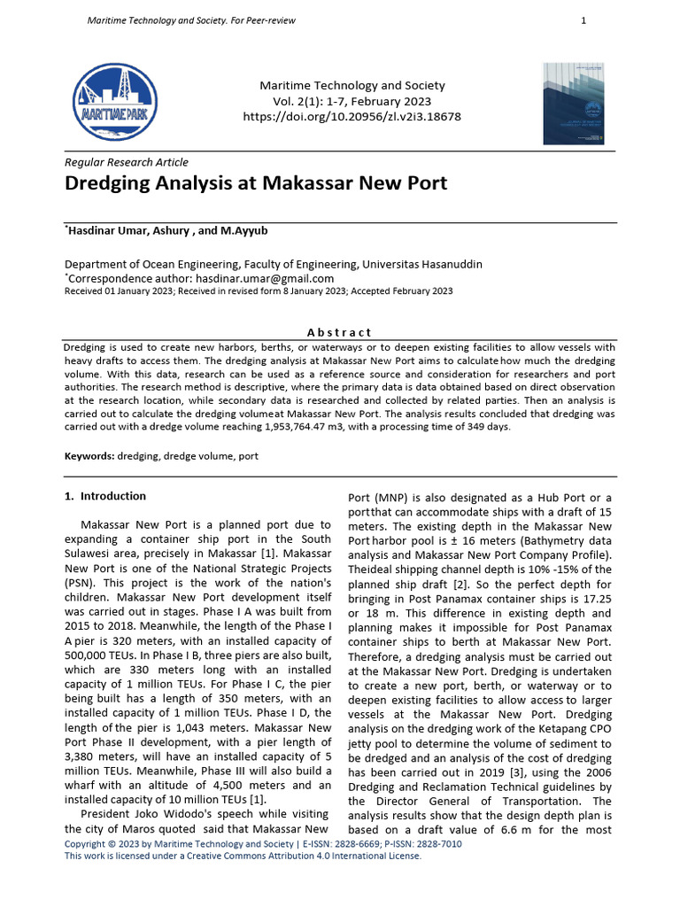 Dredging Analysis at Makassar New Port | PDF | Dredging