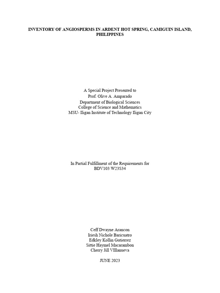 Mini Thesis - Plant | PDF | Biodiversity | Plants