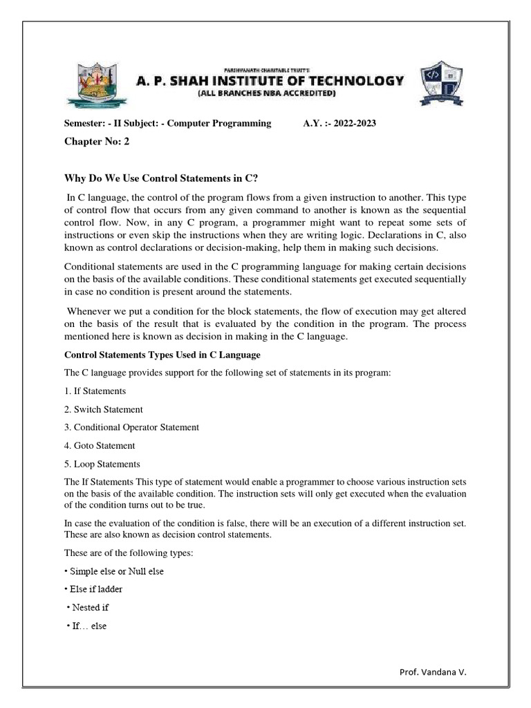 Module 2 | PDF | Control Flow | Computer Science
