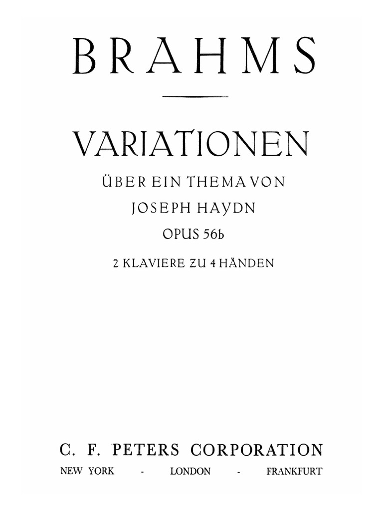 Brahms Variations On A Theme by Haydn Op.56b-2 Pianos | PDF