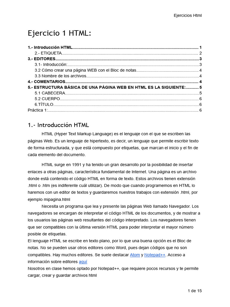 Ejercicio 1 HTML | PDF | HTML | Red mundial