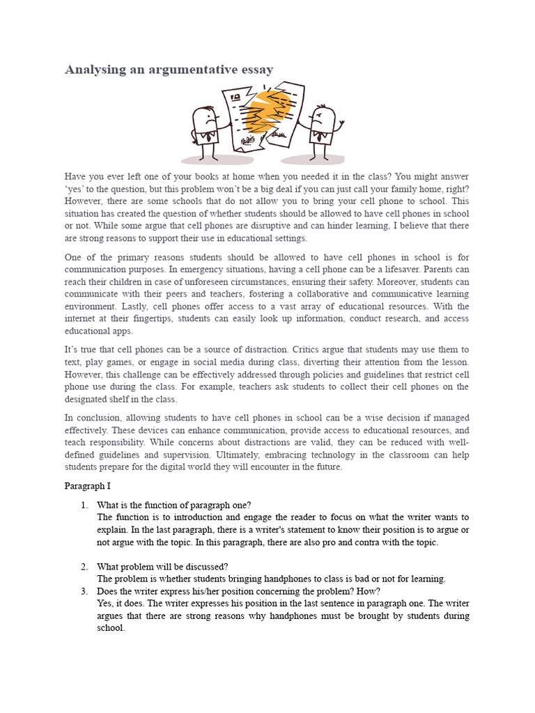 Argumentative Essay Task | PDF | Mobile Phones | Reason
