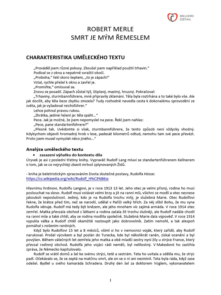 Robert Merle SMRT Je Mym Remeslem | PDF