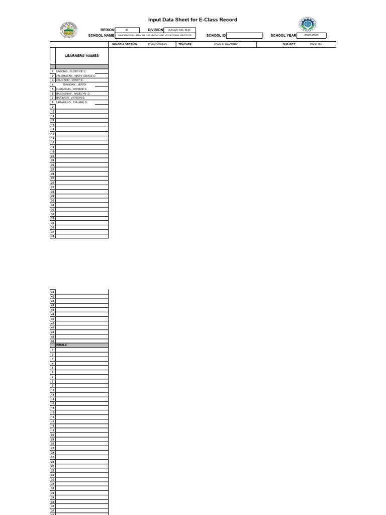 GRADING SHEET CSS 2022 | PDF