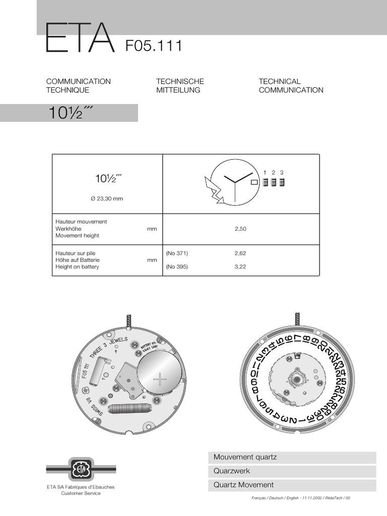 ETA F05.111 Movement | PDF