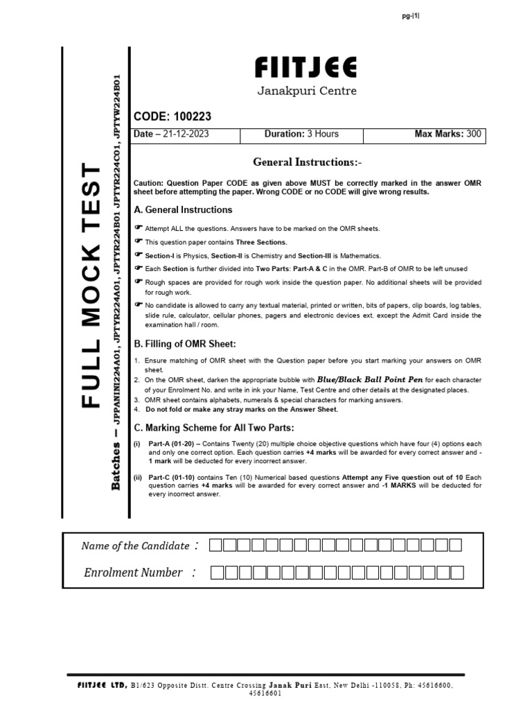 Set Mains 12 Mock Test 21 12 23 Offline Pdf Dissociation Chemistry Capacitance